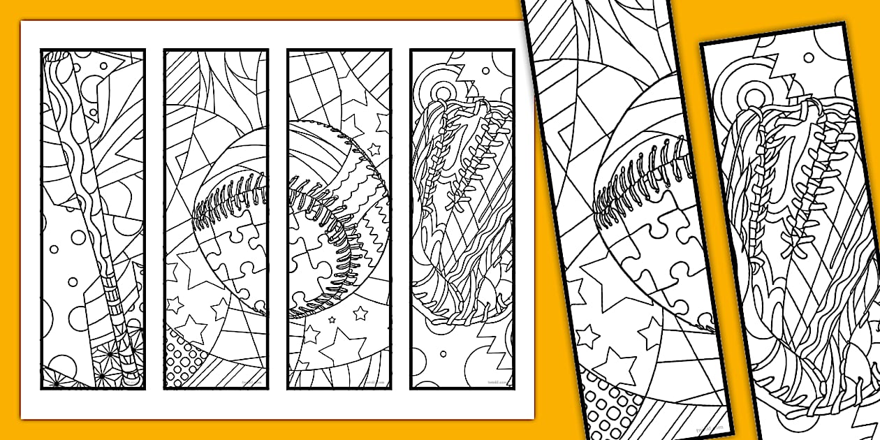 Pop Art Baseball Coloring Bookmarks (teacher made) - Twinkl