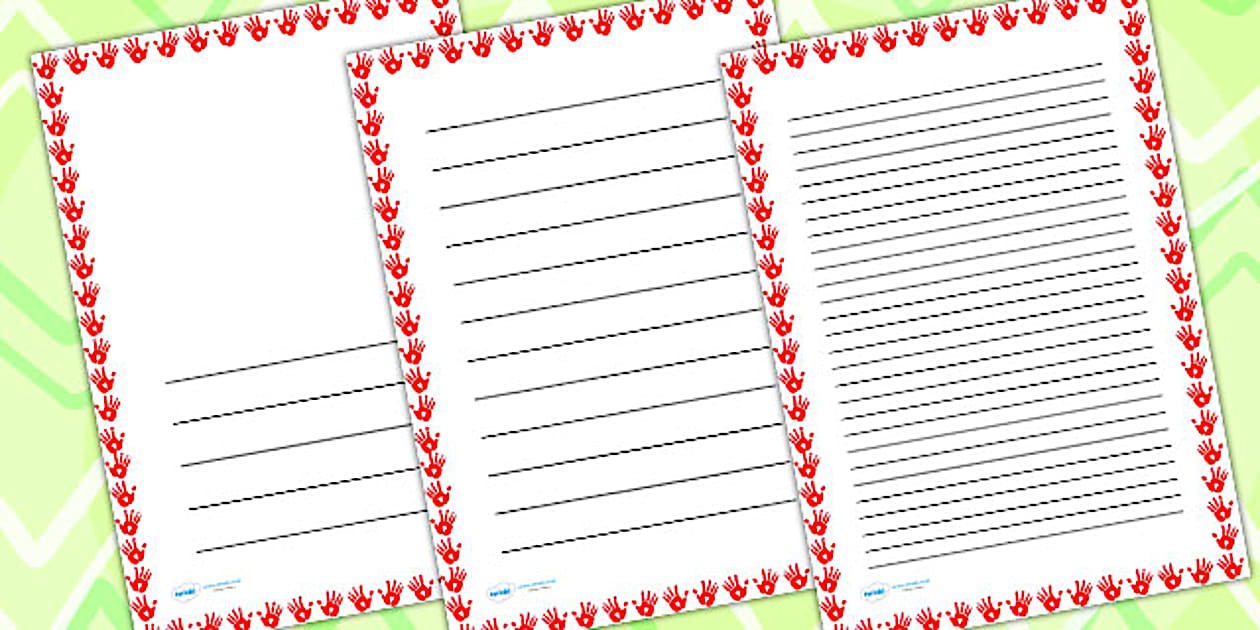 Editable Red Handprint Page Borders (teacher made) - Twinkl