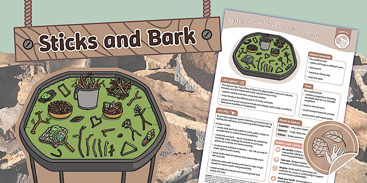 Nature Play Tray: Sticks and Bark | Outdoor Learning