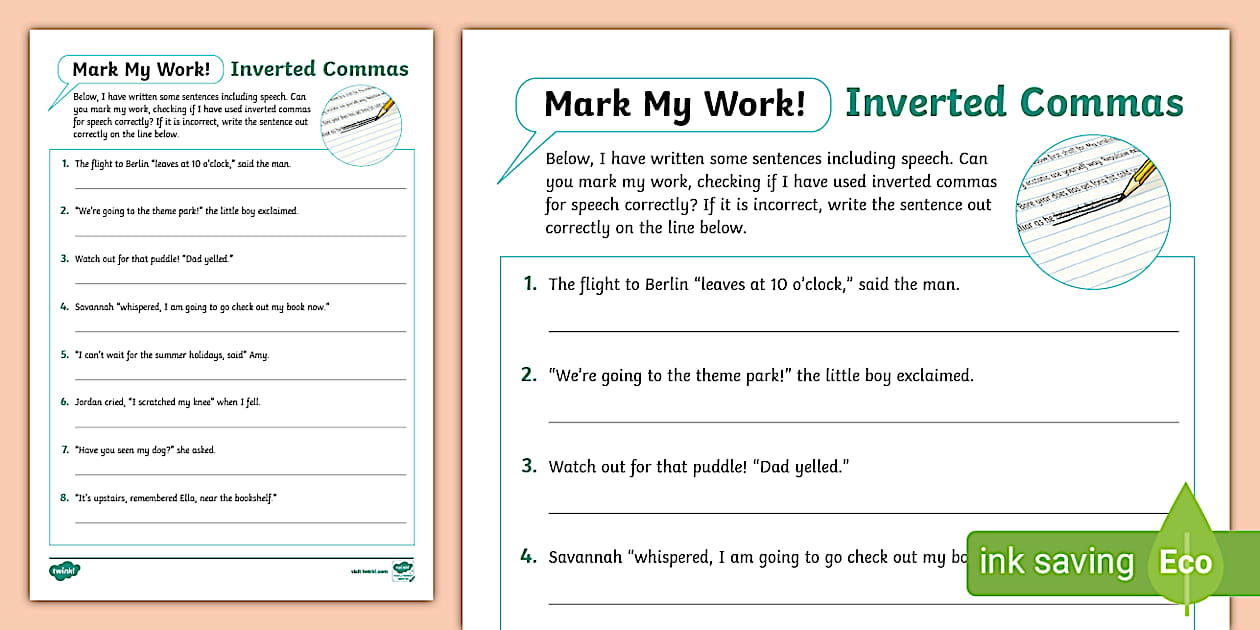 Mark My Work! Inverted Commas (teacher made) - Twinkl
