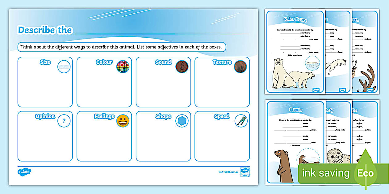 Arctic Animals Adjective Poems Ι F-2 Adjective and Adverbs
