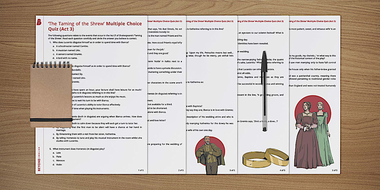 'The Taming of the Shrew' Multiple Choice Quiz (Act 3)
