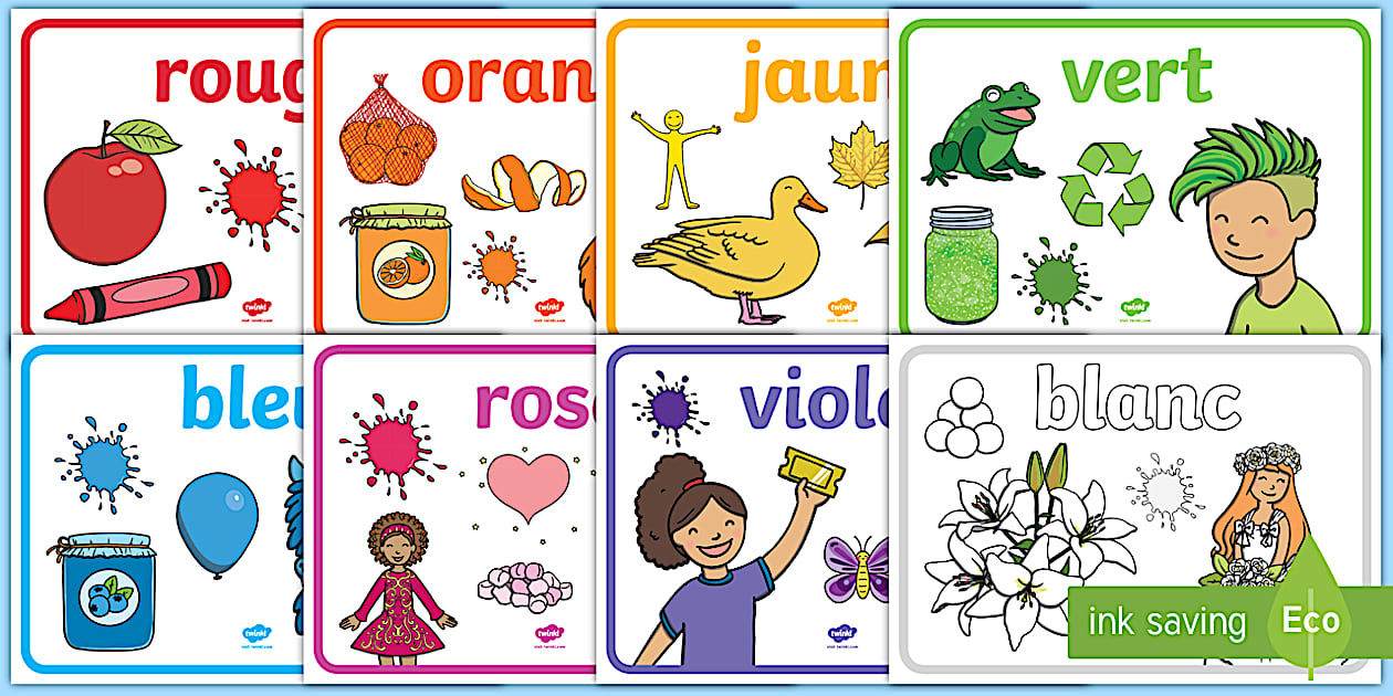 Cursive French Colours Posters (professor feito) - Twinkl