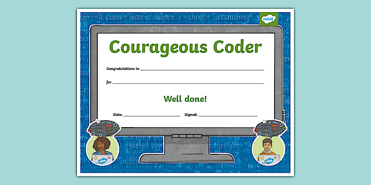 Courageous Coder Certificate (teacher made) - Twinkl