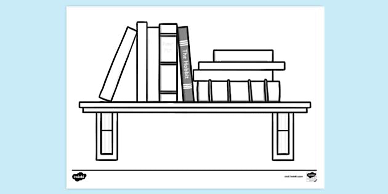Books on a Shelf Colouring Sheet | Colouring Pages | Twinkl