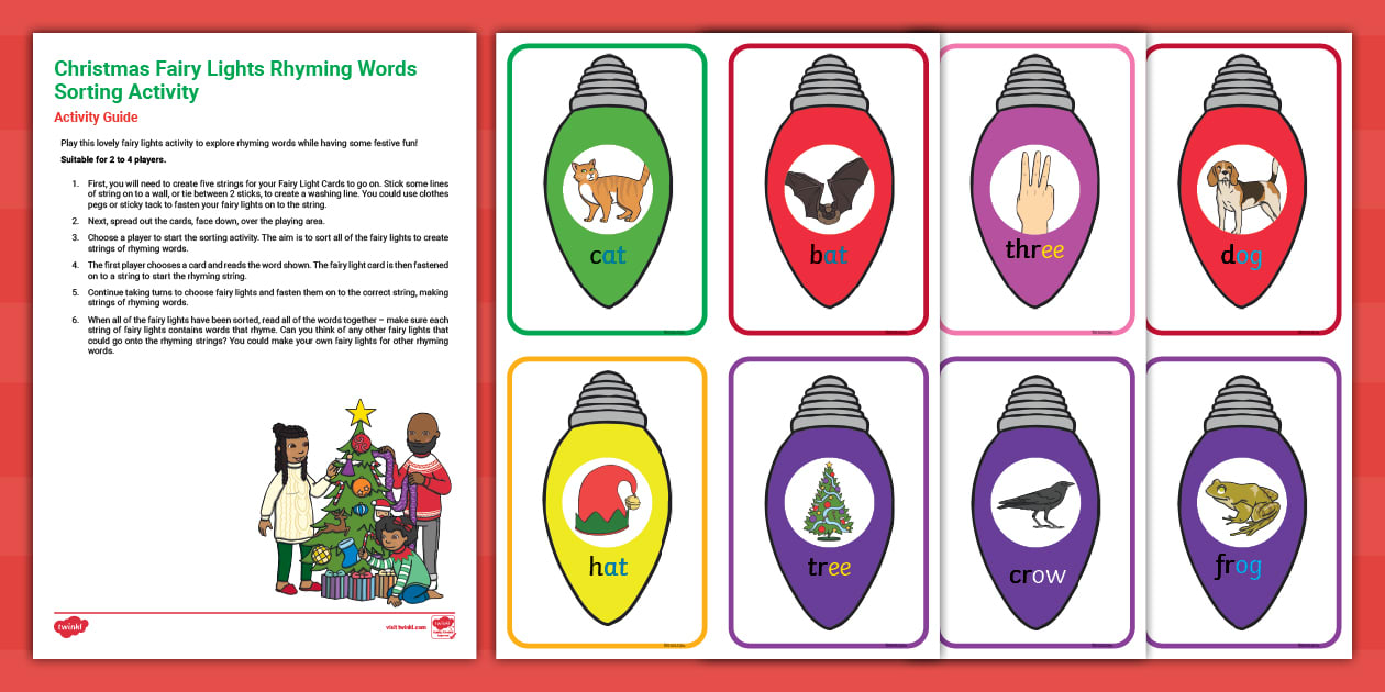 Xmas Rhymes Cards | Sorting Activity | Phonics | EYFS