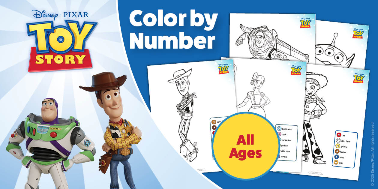 Toy Story: Color by Number Worksheets