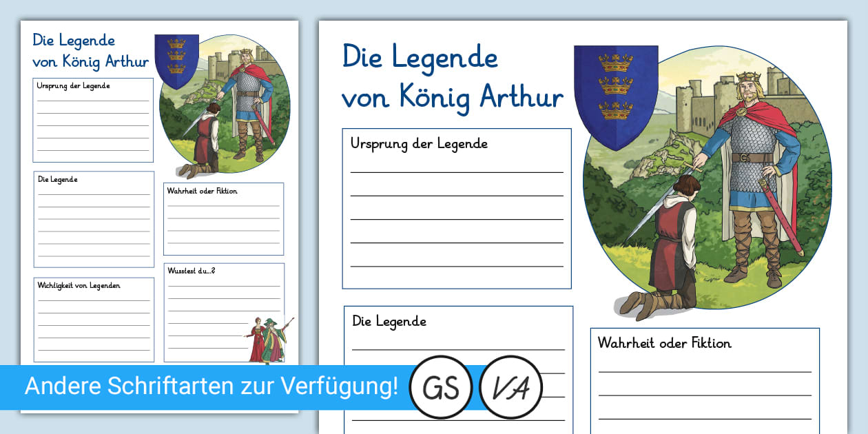 König Artus - Fakten Schreibvorlage (teacher made) - Twinkl