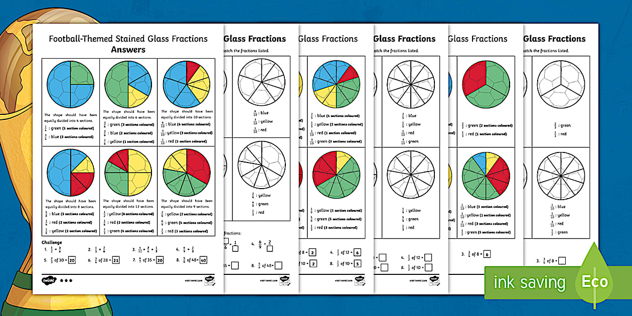 Middle Ability LKS2 Football Themed Stained Glass Fractions Maths