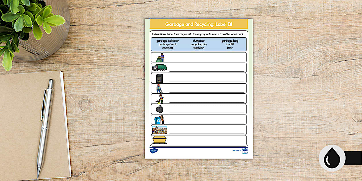 Garbage and Recycling Vocabulary Labelling (teacher made)