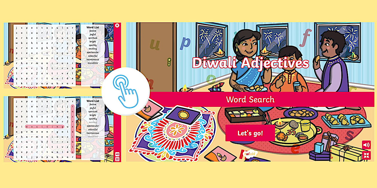 Diwali Adjectives Interactive Word Search (Lehrer gemacht)