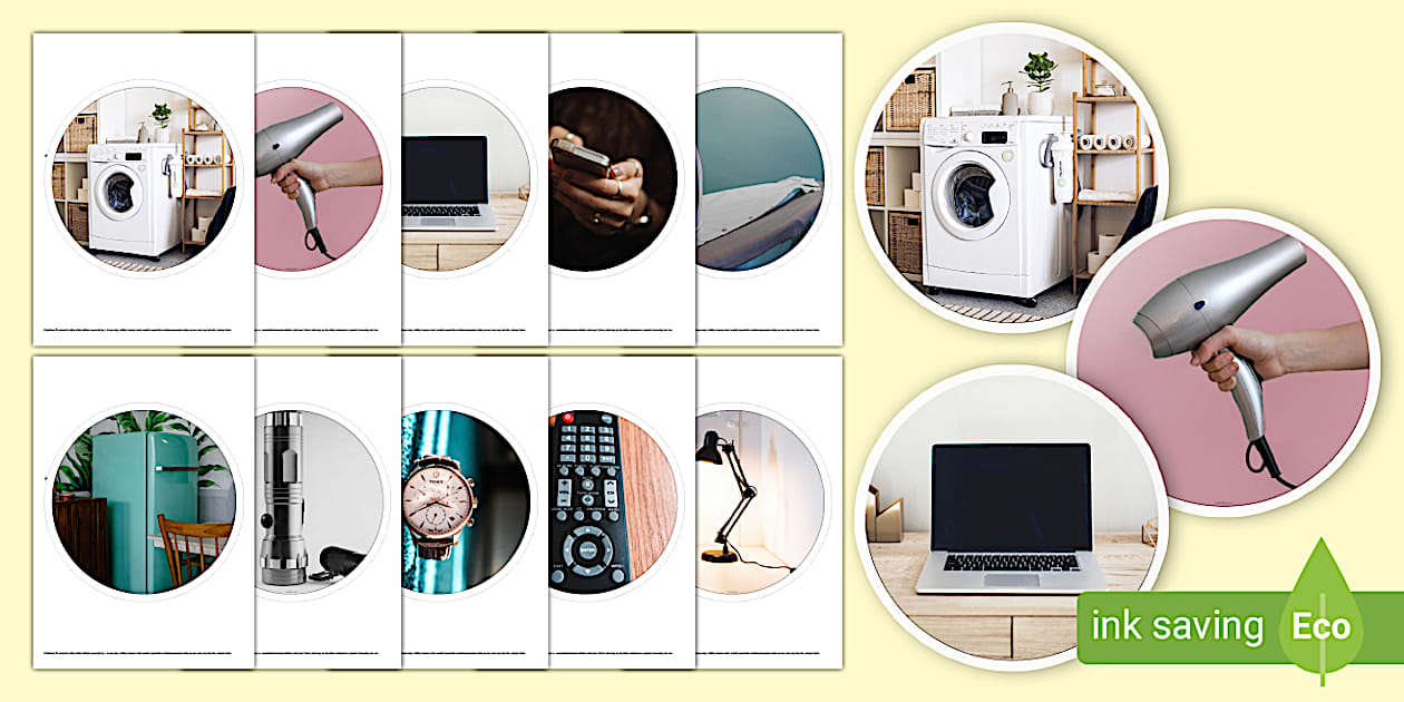 Electrical Items Circle Photo Cut-Outs (teacher made)