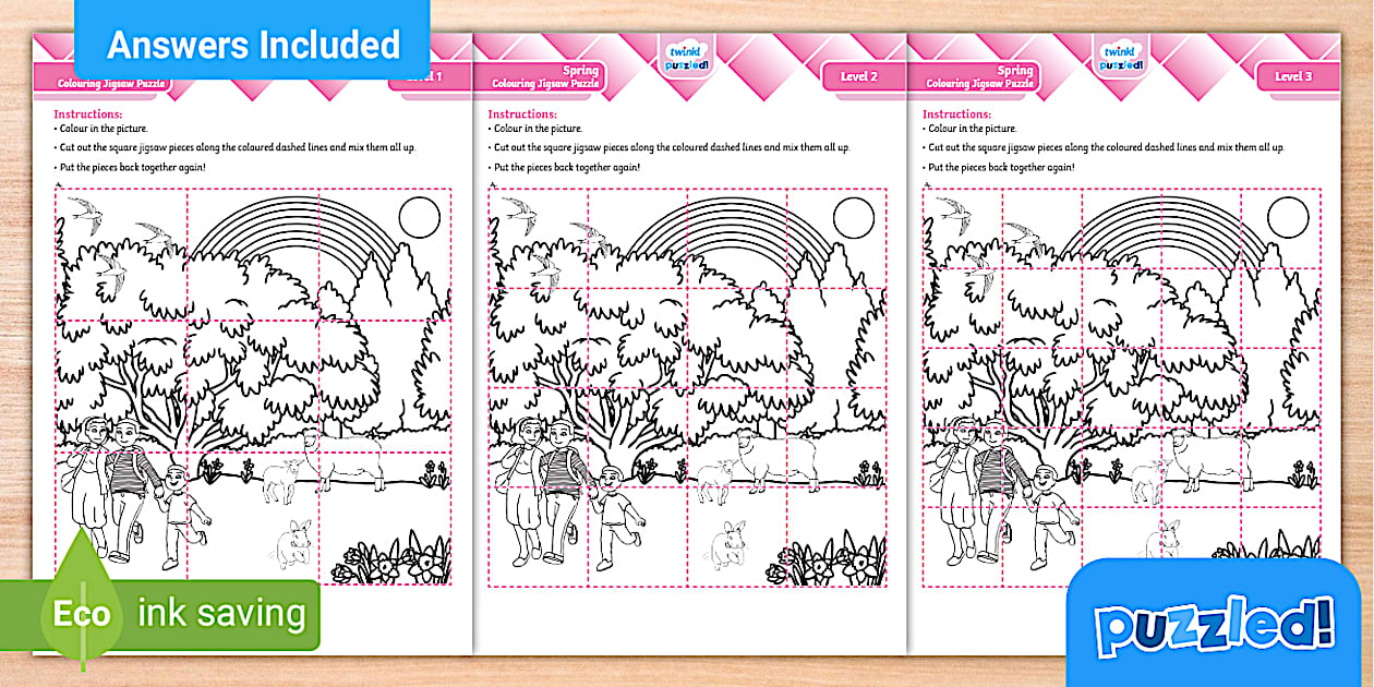 Spring Colouring Pages Jigsaw Puzzle Pack | Twinkl Puzzled