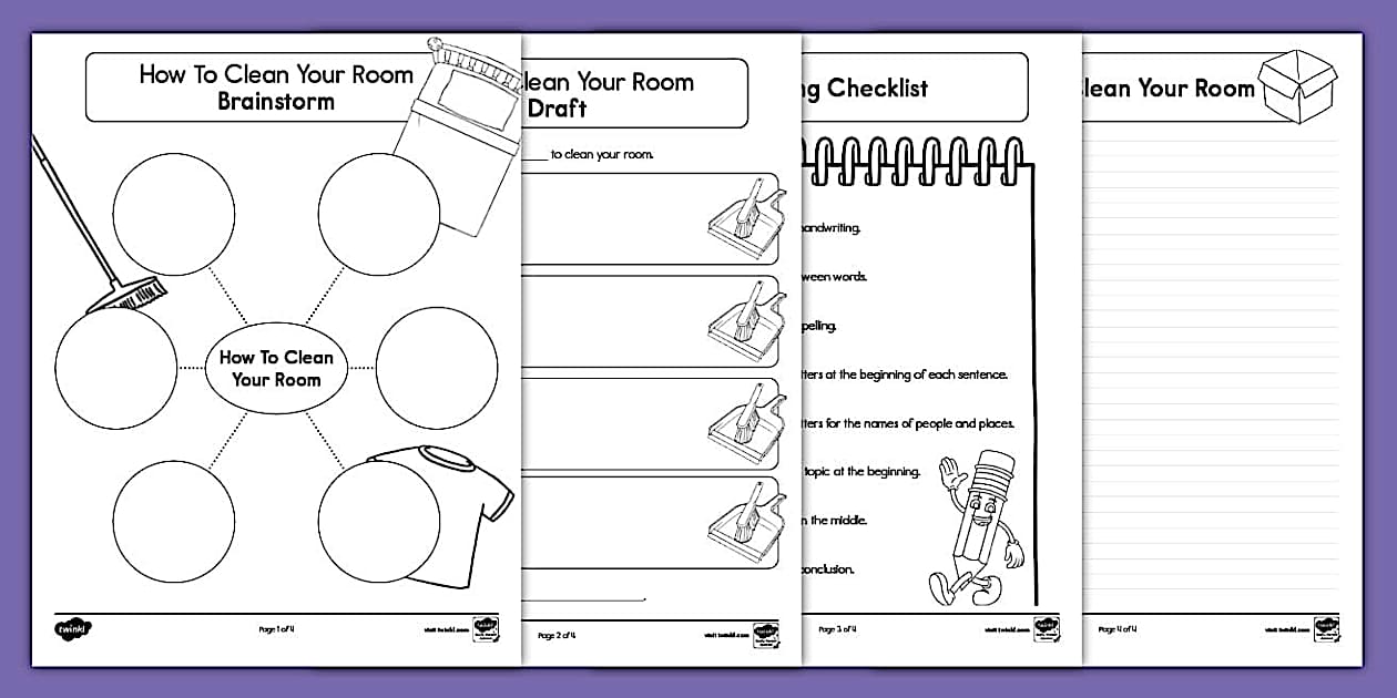 First Grade How To Clean Your Room Writing Prompt Worksheet