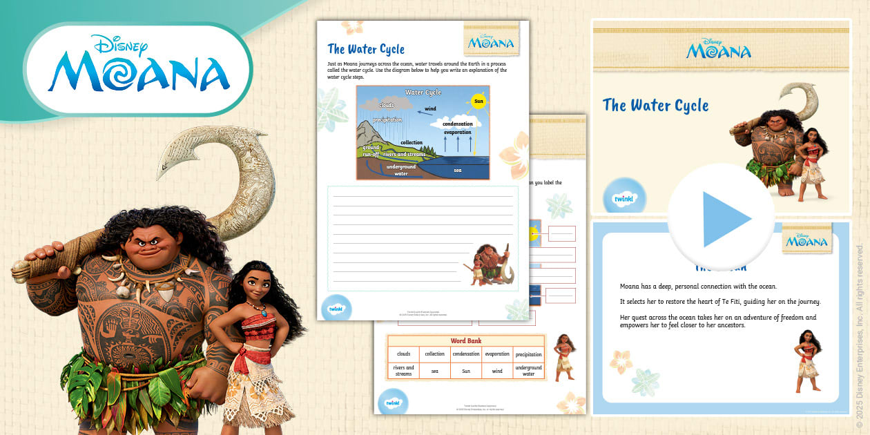 Teaching The Water Cycle With Moana Activity Pack
