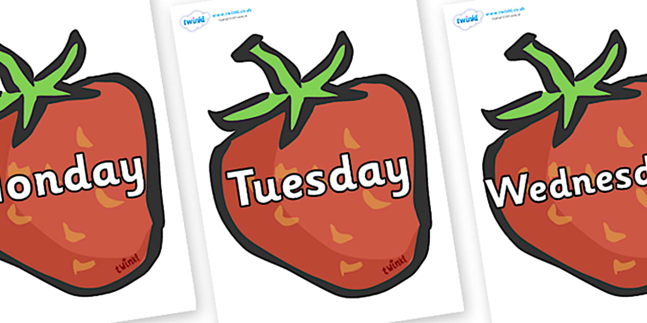 Days of the Week on Strawberries (Teacher-Made) - Twinkl