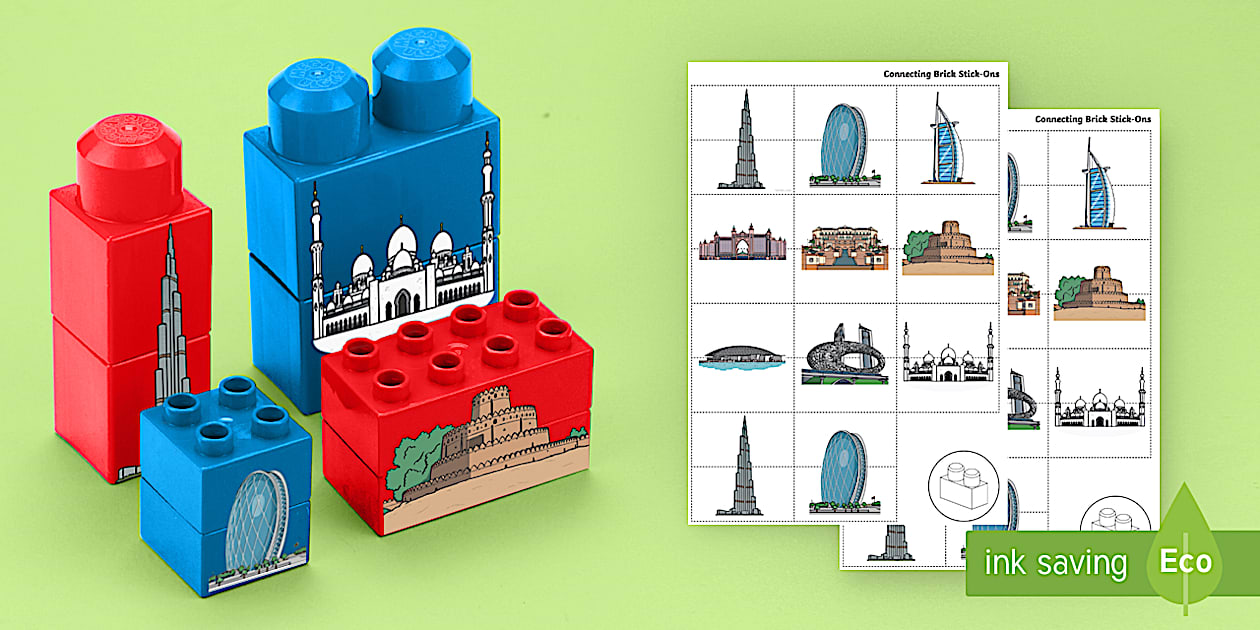 UAE Buildings Connecting Bricks Game (teacher made) - Twinkl