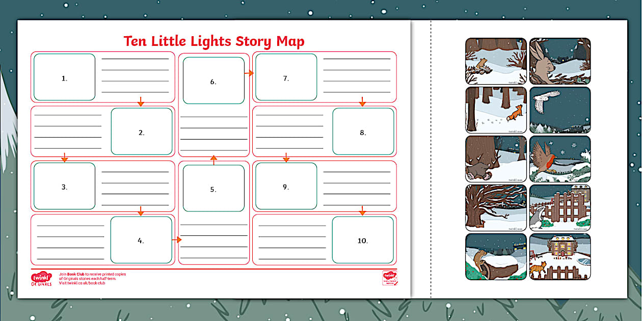 Ten Little Lights Story Sequencing Map - Twinkl