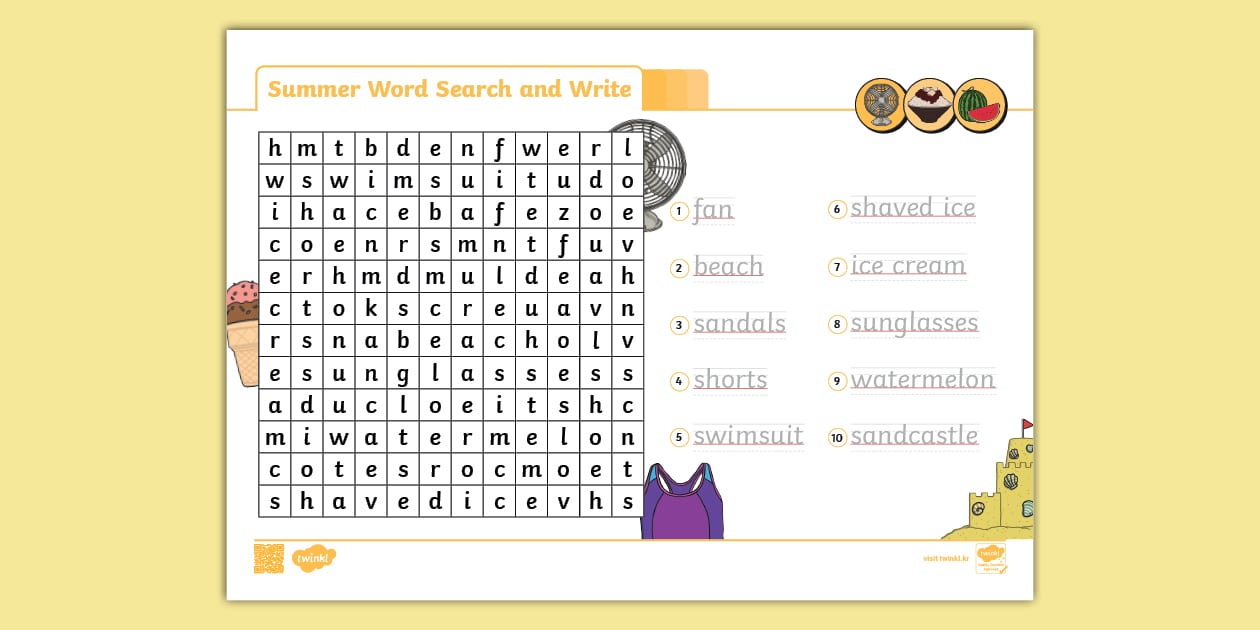 01 Teacher I Am Done ⅼ Summer Word Search and Write Activity