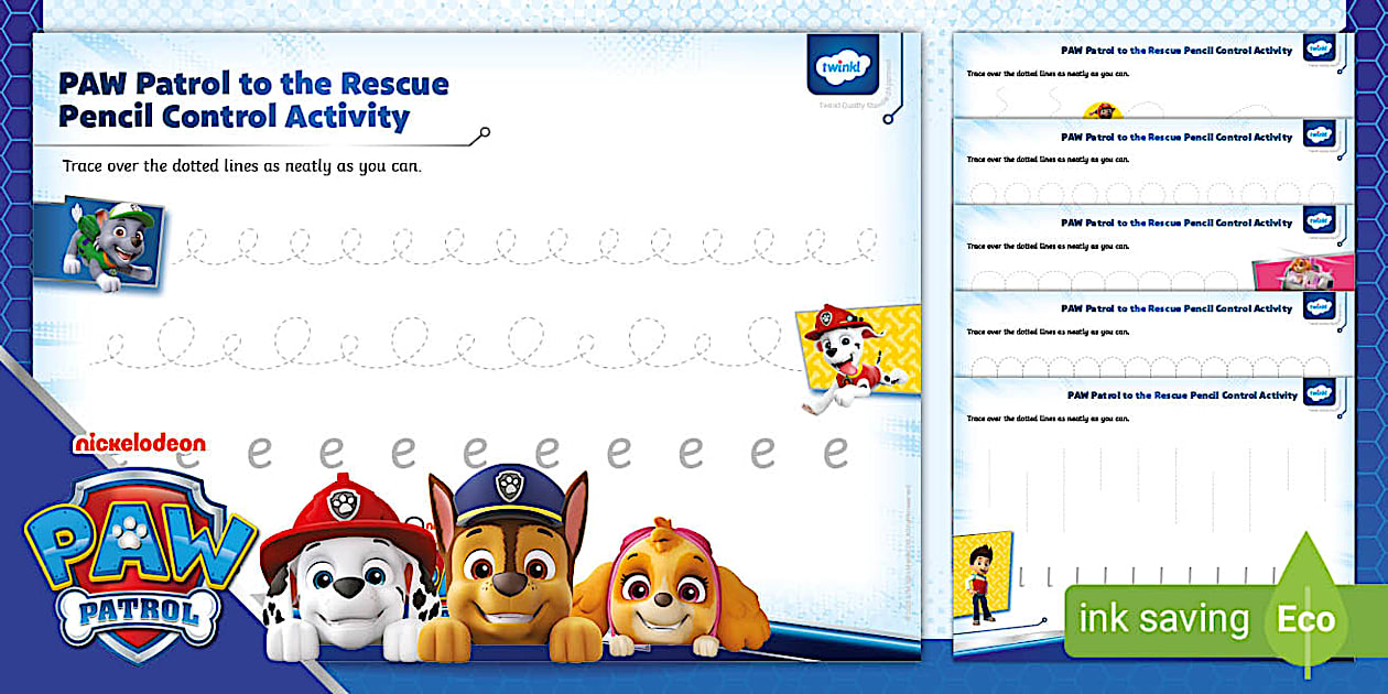 FREE! - PAW Patrol Pencil Control Activity - Twinkl