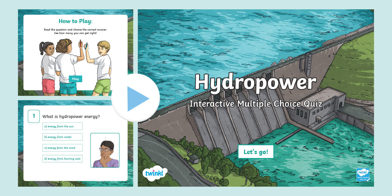Hydropower Interactive Multiple Choice Quiz (teacher made)