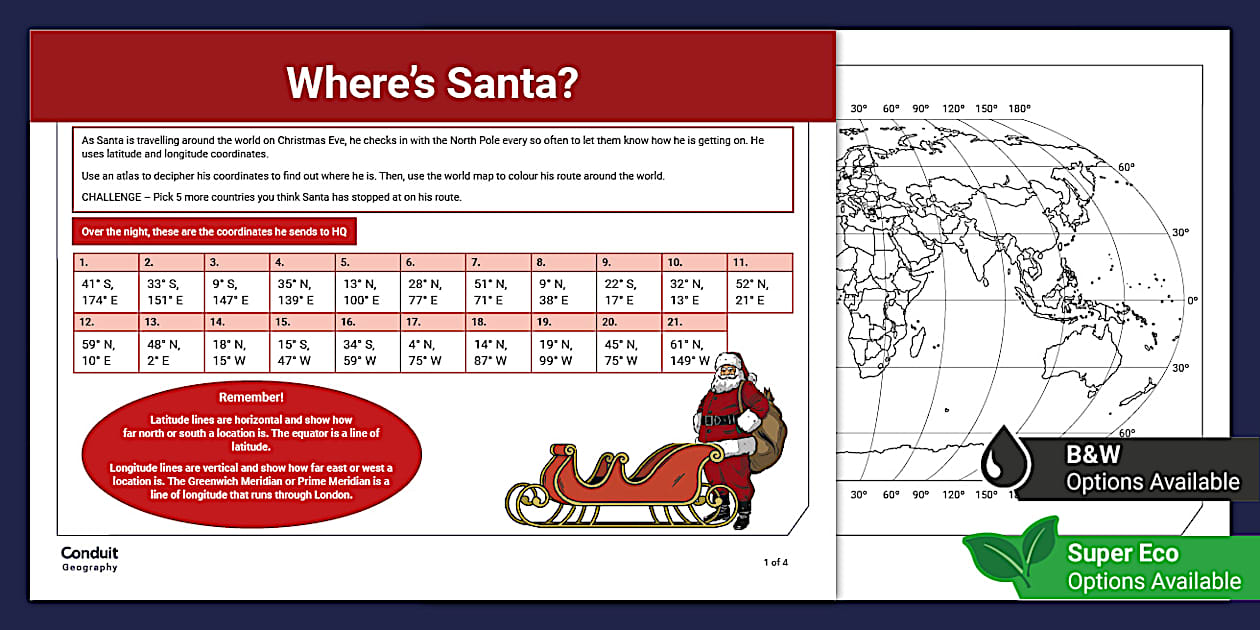 Where's Santa? Track Santa Using Latitude and Longitude