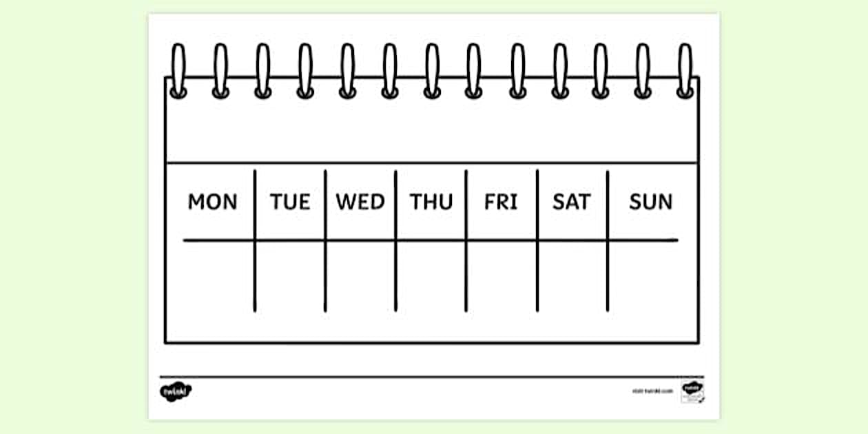 Days of the Week Colouring Page | Colouring Sheets - Twinkl