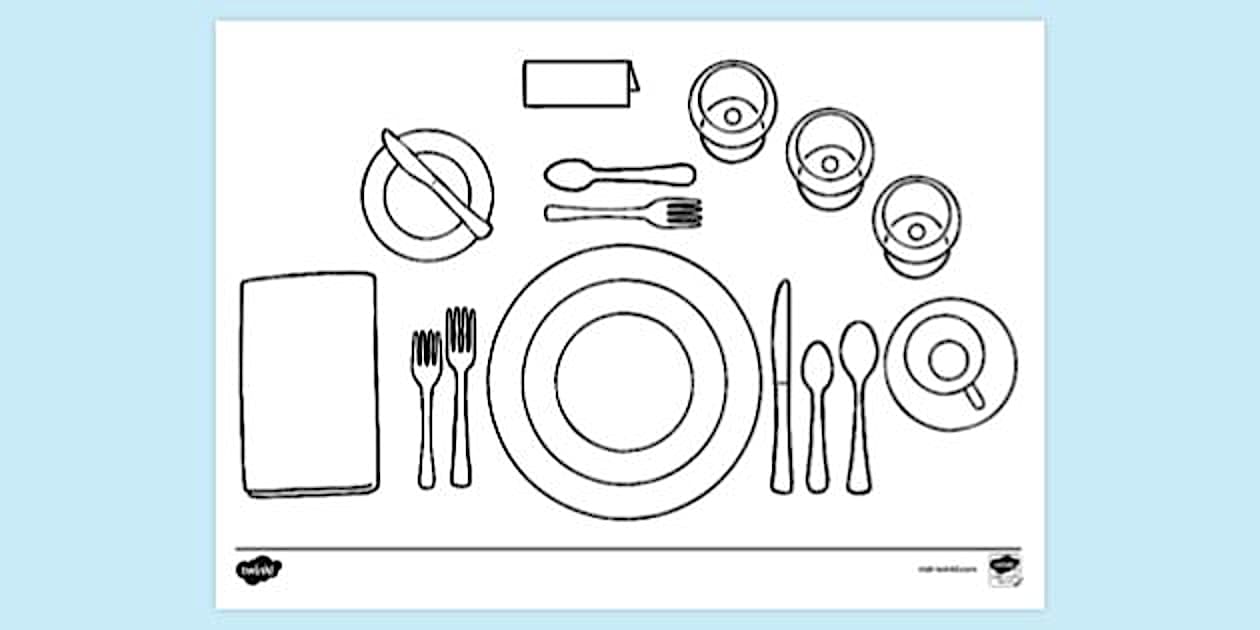 Place Setting Colouring | Colouring Sheets - Twinkl