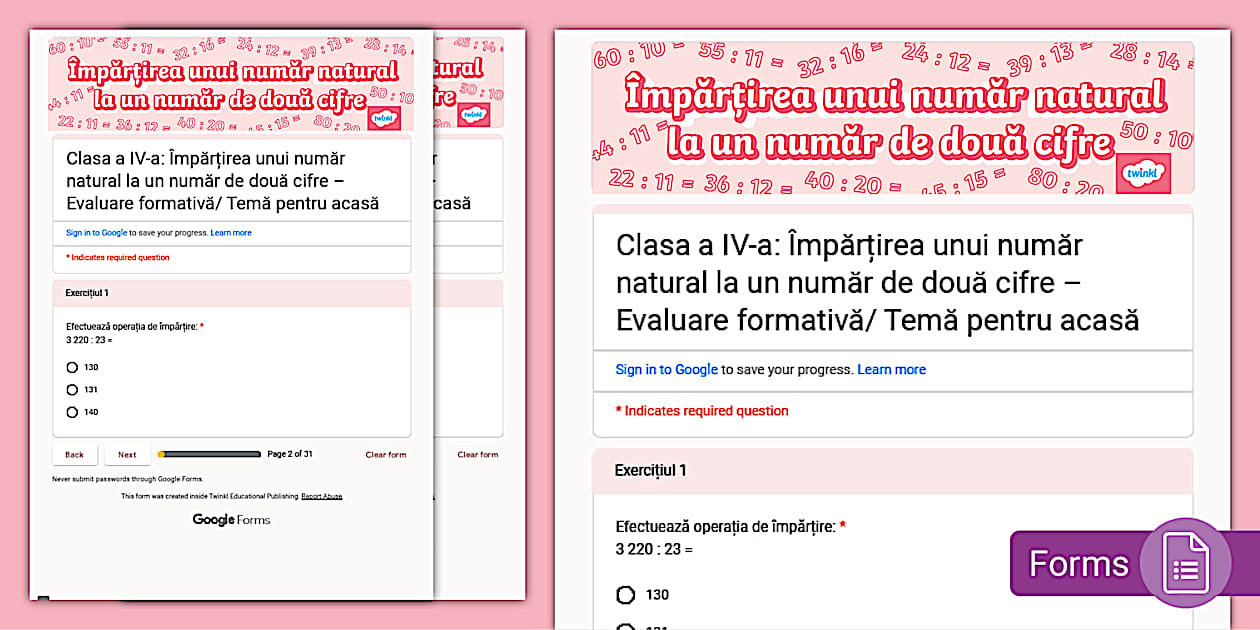 Împărțirea unui număr la un număr de două cifre Evaluare