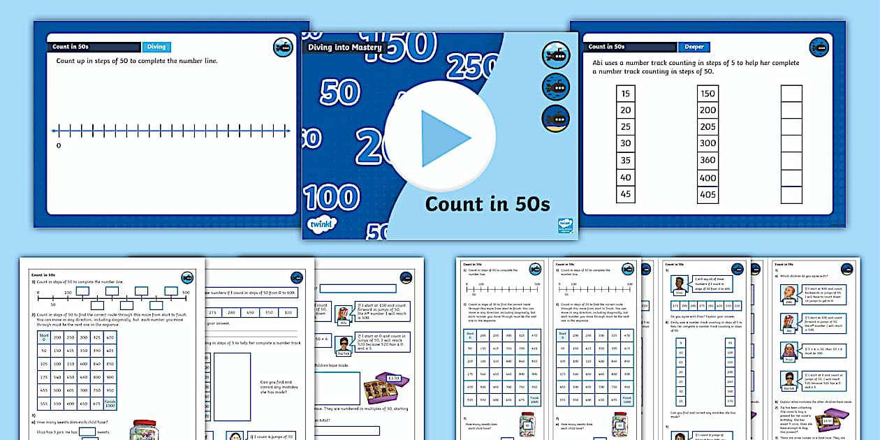 👉 Year 3 DiM: Step 14 Compare Count in 50s Teaching Pack