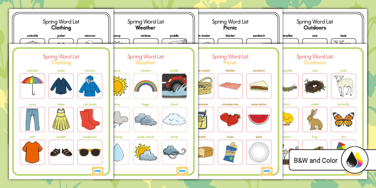 Printable Spring Words Writing Center Posters | Twinkl USA