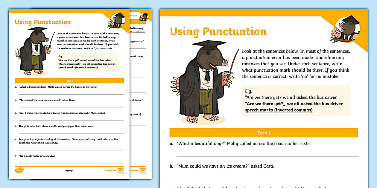Using Punctuation Activity Sheets (teacher made) - Twinkl
