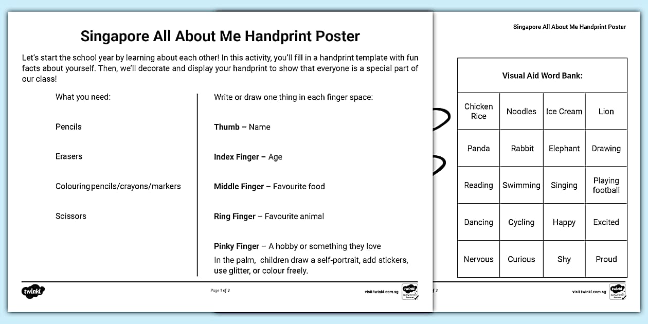 All About Me Handprint Poster (teacher made) - Twinkl