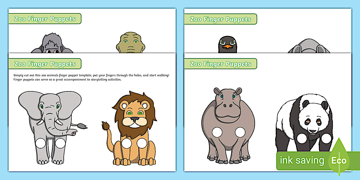 Zoo Animal Finger Puppets | Twinkl | Puppets | KS1 - Twinkl
