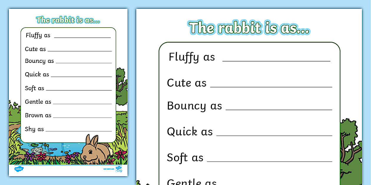Rabbit Simile Poem Writing Template (teacher made) - Twinkl