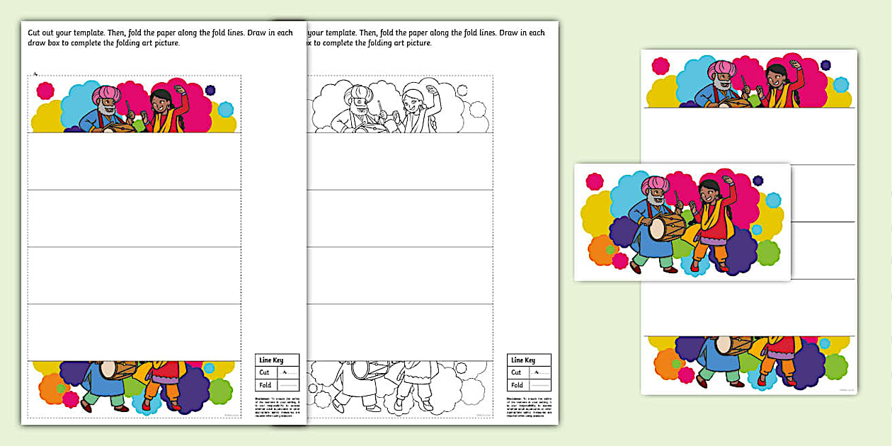 Holi Folding Art Template - Twinkl Religion - Twinkl