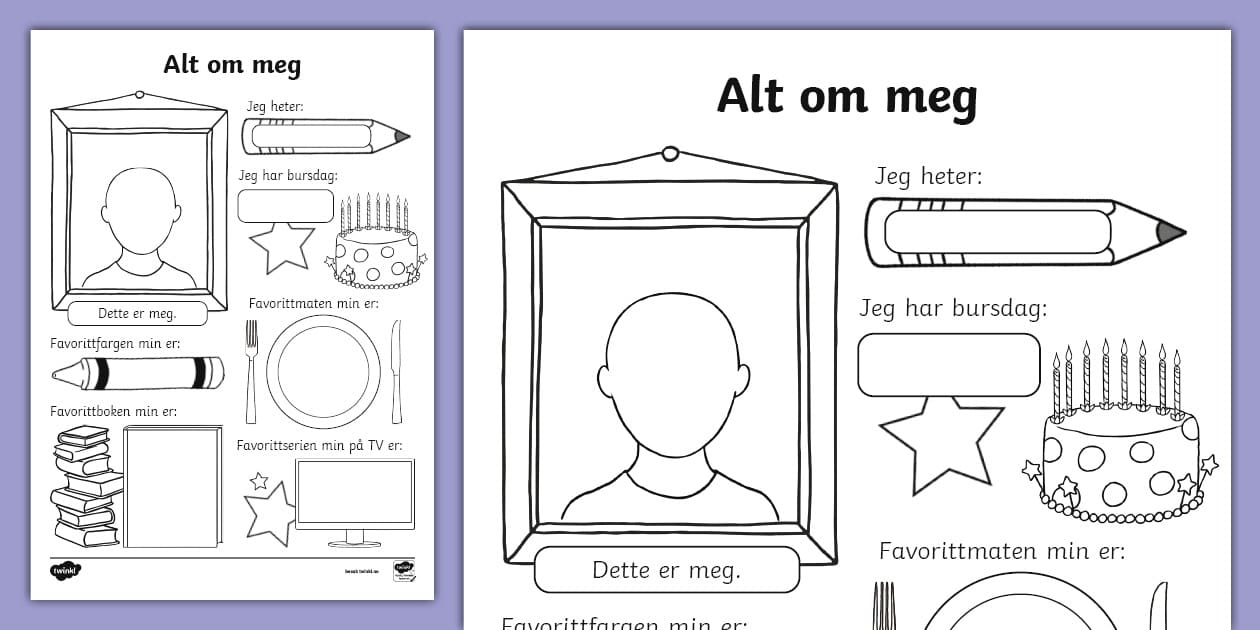 Alt om meg | Aktivitetsark (teacher made) - Twinkl