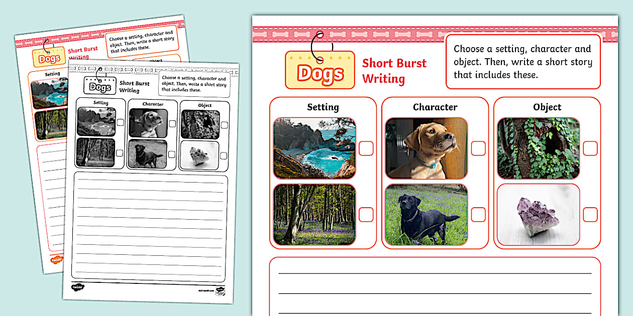 Dogs Short Burst Writing Template - Twinkl