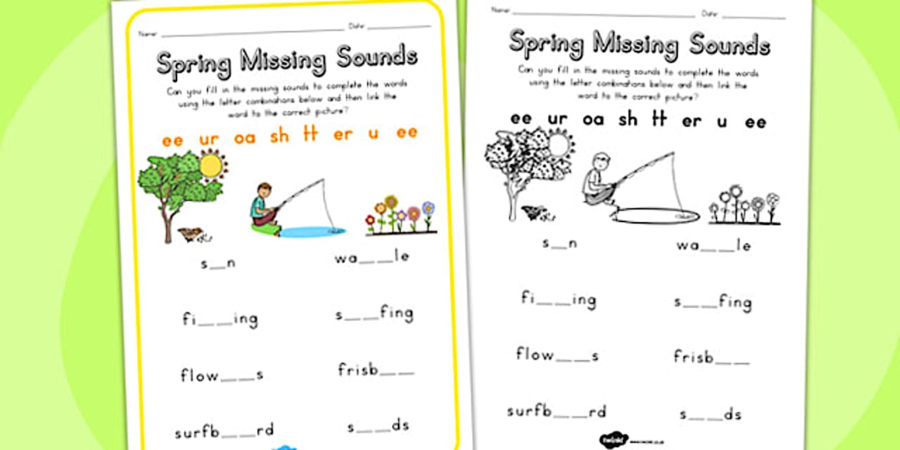 Spring Missing Sounds Worksheet (teacher made) - Twinkl