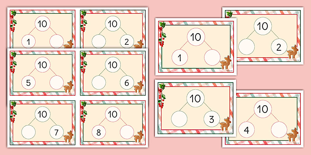 👉 Gingerbread Christmas Themed Part-Whole Models to 10 Flashcards