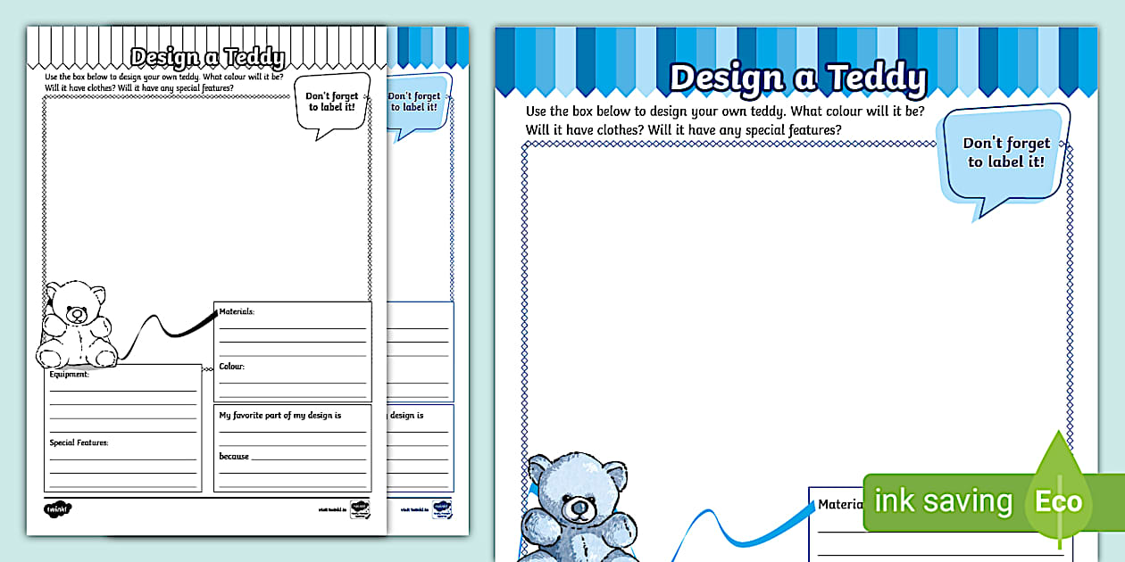 Design a Teddy Worksheet (teacher made) - Twinkl