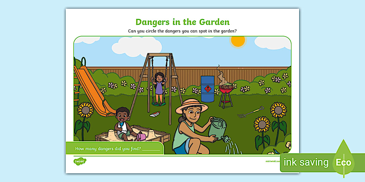 Dangers in the Garden Worksheet - Twinkl - KS1 - Twinkl