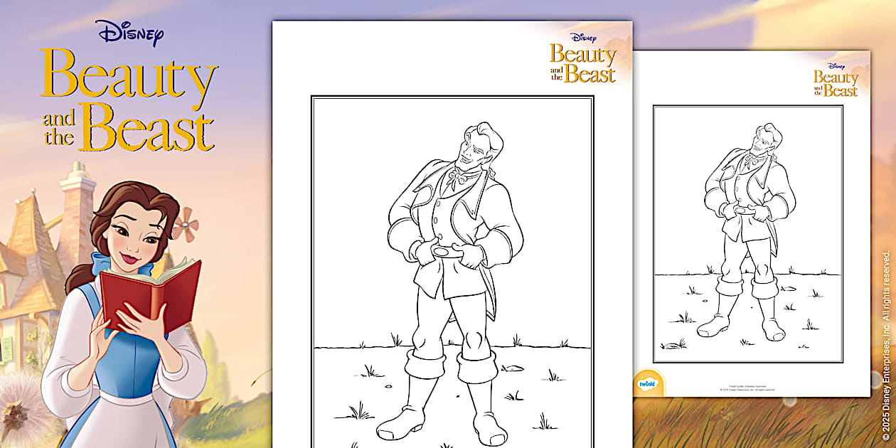 Beauty and the Beast: Gaston Colouring Page