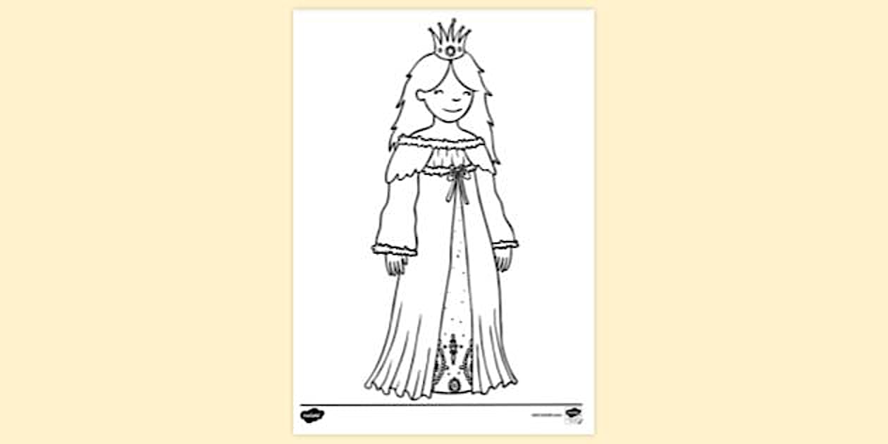 Princess Colouring Sheet (Teacher-Made) - Twinkl