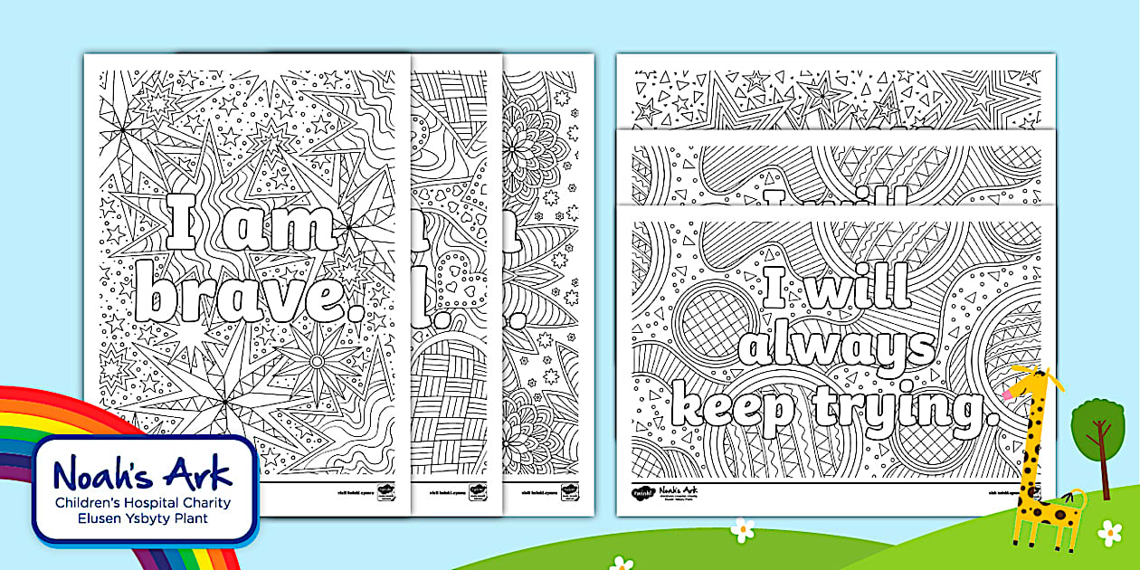 Positive Affirmations Mindfulness Colouring Sheets