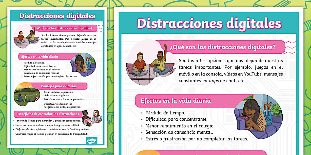 Póster: Distracciones digitales (teacher made) - Twinkl