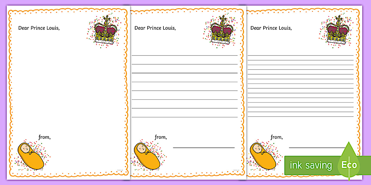 Letter to Prince Louis Letter Writing Template - Twinkl