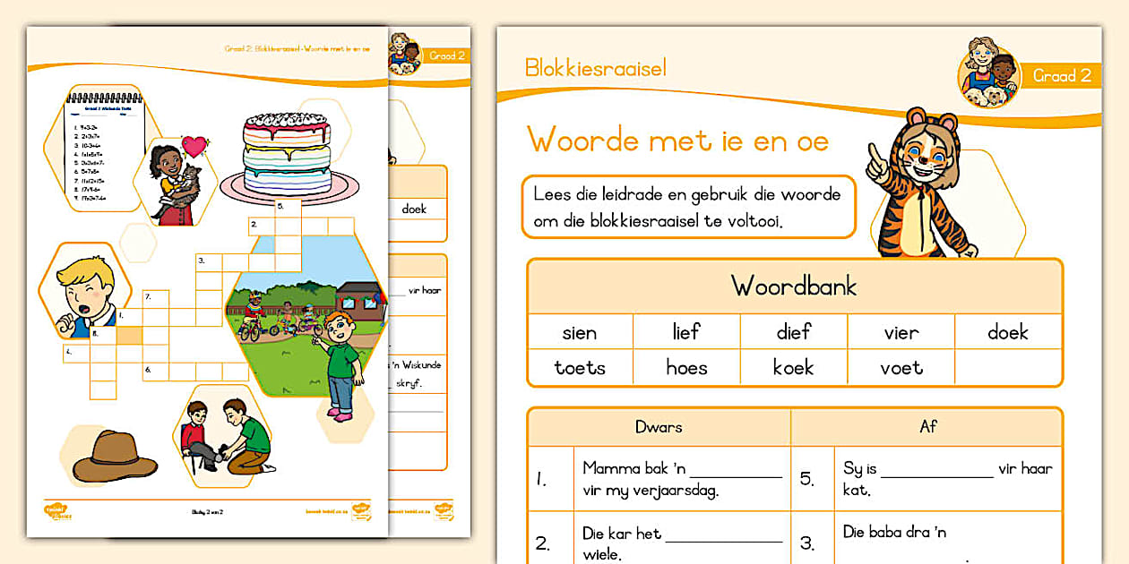Graad 2 Klanke Blokkiesraaisel ie en oe (teacher made)