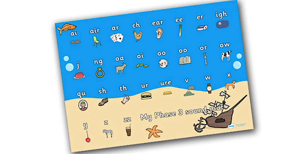 Cursive Under The Sea Themed Sound Mat Phase 3 - Twinkl