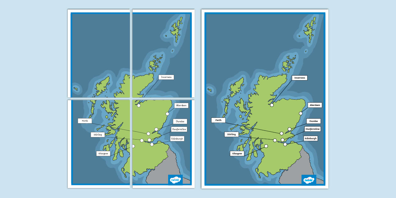 Map of Scotland with Cities Large Display Poster - Twinkl